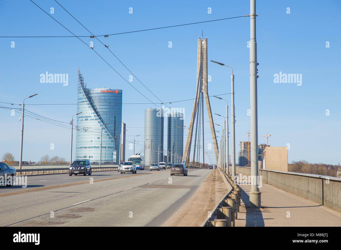 Latvia, Riga, old town center, bridge and architecture. Travel photo ...