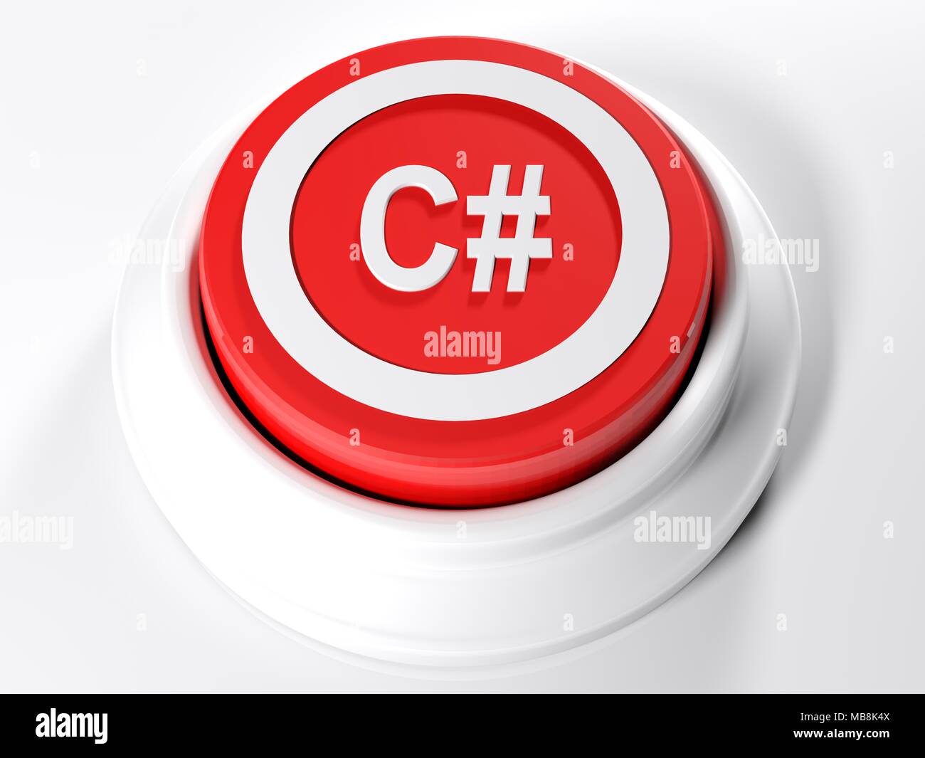 C# red circular push button - 3D rendering Stock Photo - Alamy