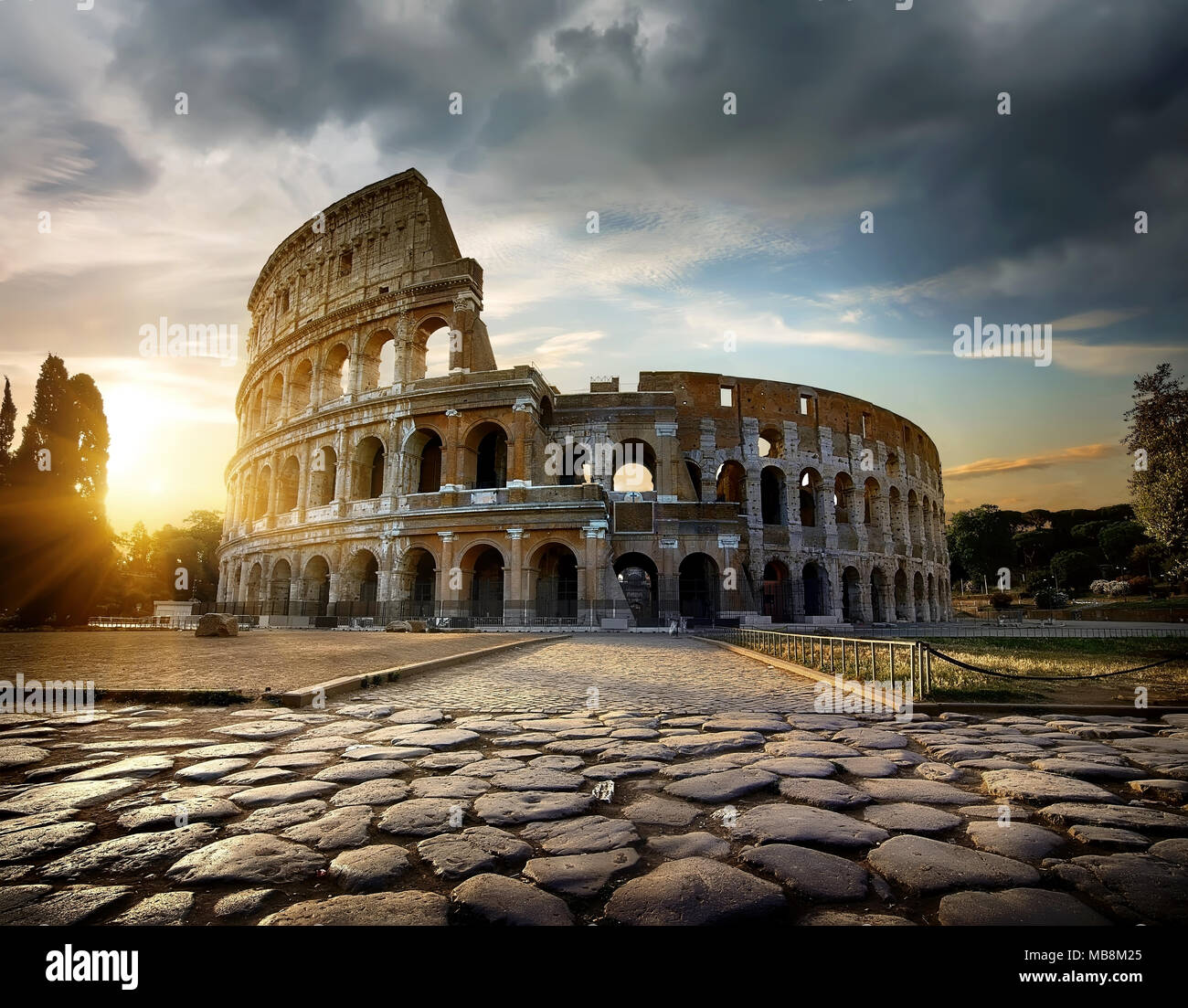 Sunset over colosseum in rome hi-res stock photography and images - Alamy