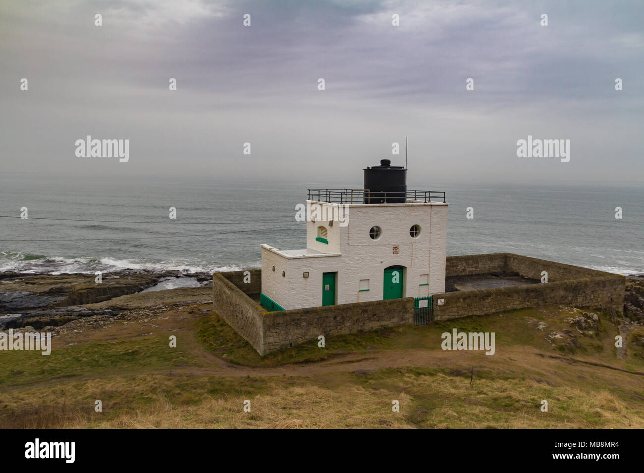 Trinity House Lighthouse at Bamburgh Stock Photo - Alamy