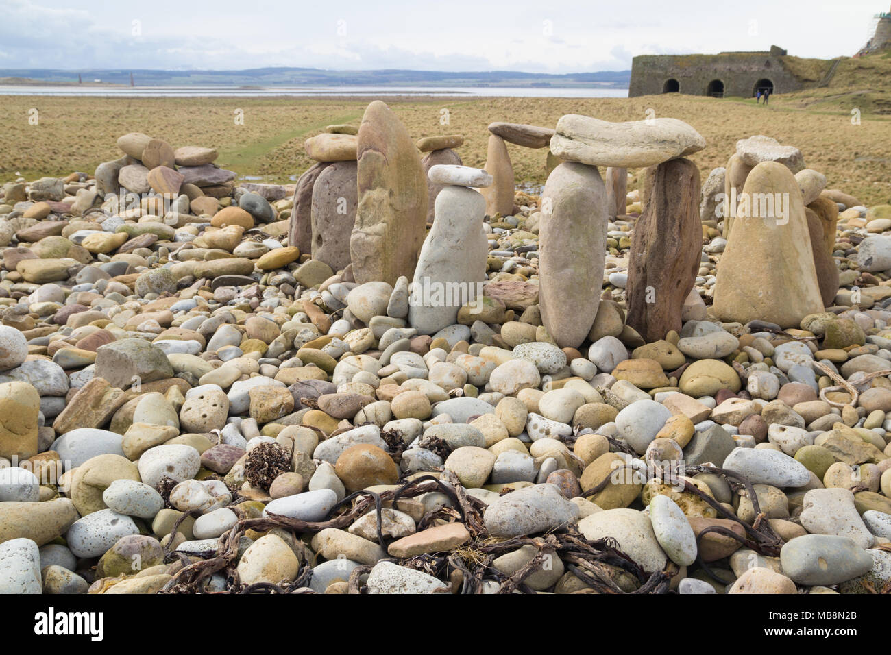 Mini stonehenge replica on Holy Island Stock Photo - Alamy