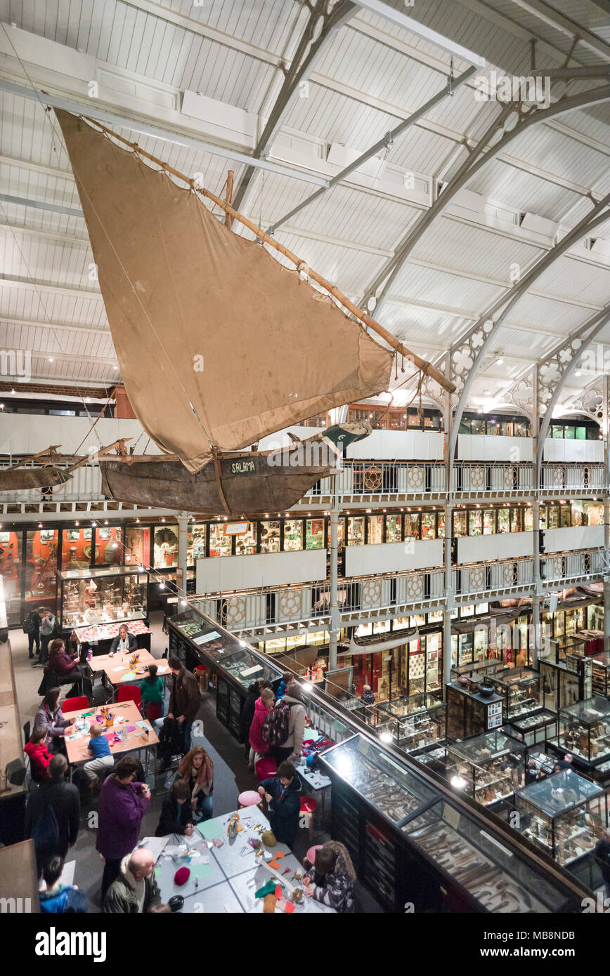 Oxford. England. Interior of the Pitt Rivers Museum, with ...