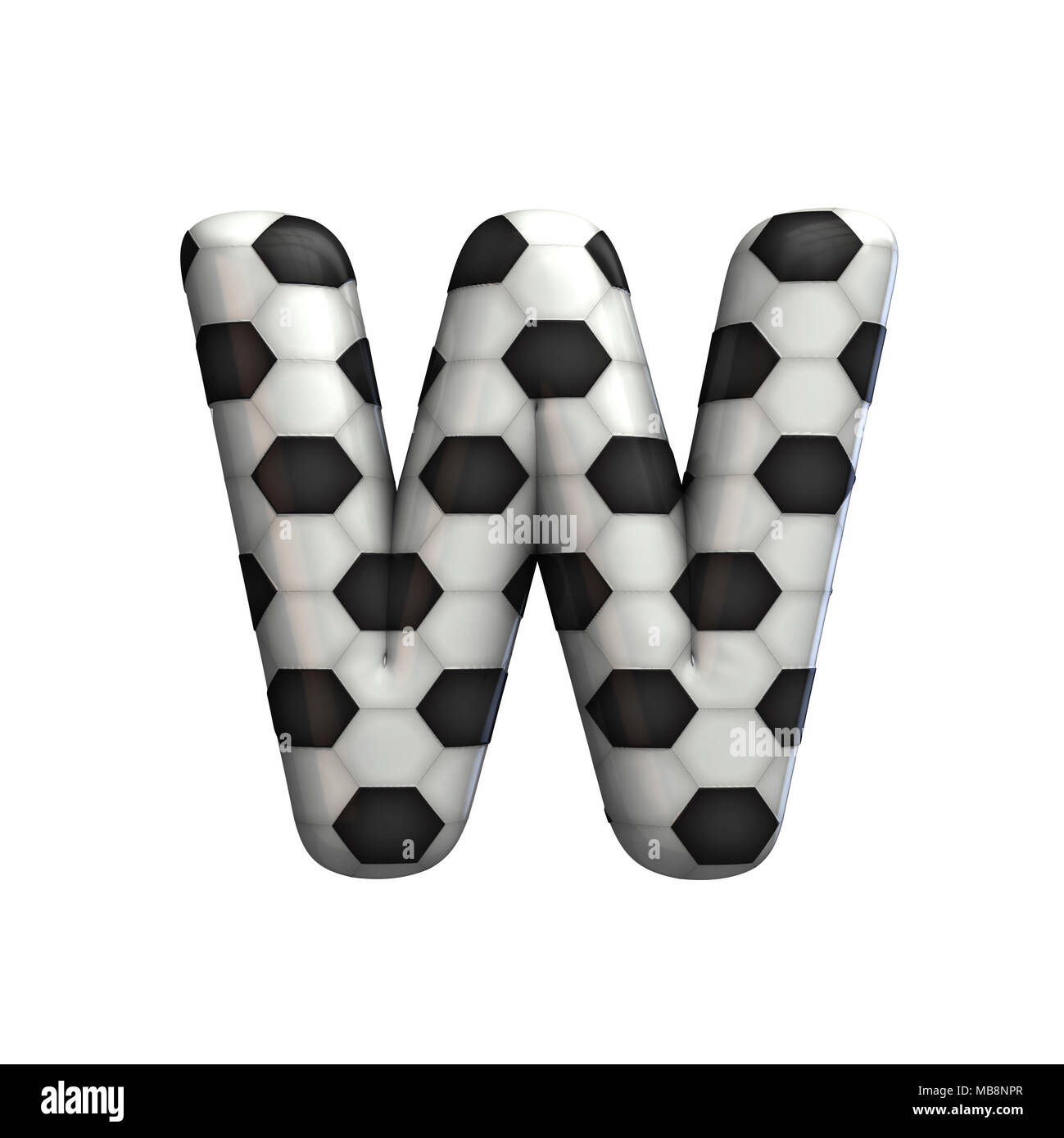 Soccer ball texture capital letter W. 3D Rendering Stock Photo - Alamy