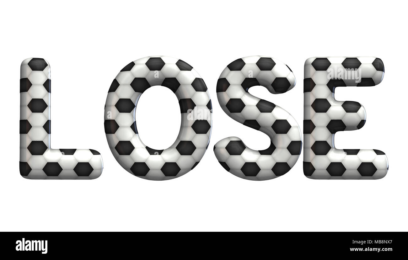 Lose word made from a football soccer ball texture. 3D Rendering Stock ...