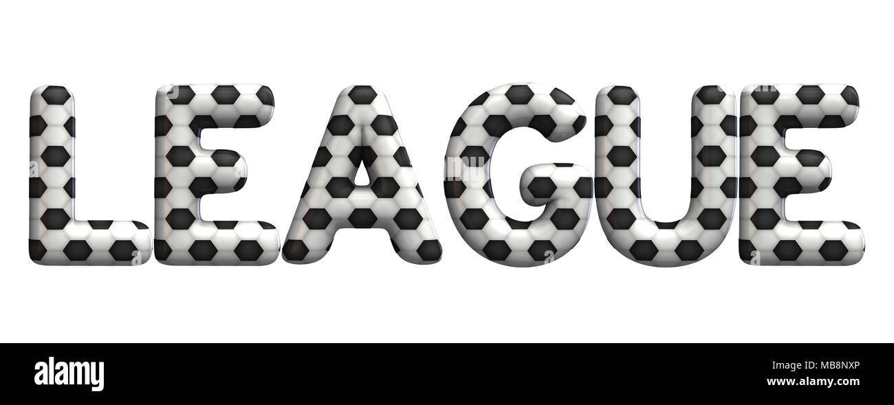 League word made from a football soccer ball texture. 3D Rendering ...
