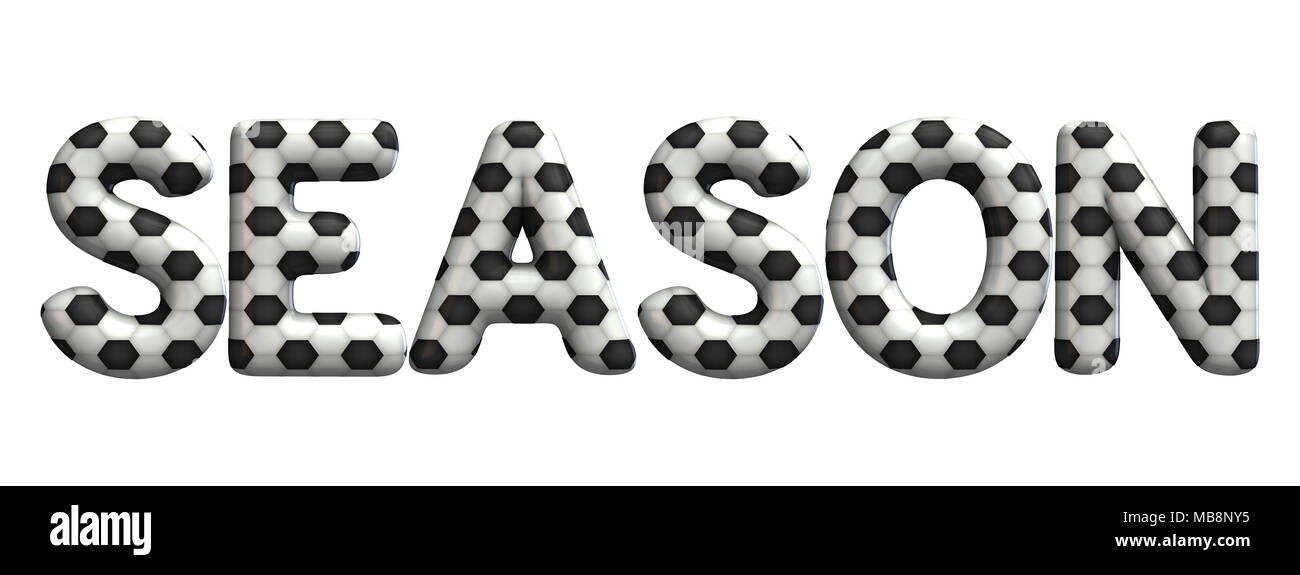 Season word made from a football soccer ball texture. 3D Rendering ...
