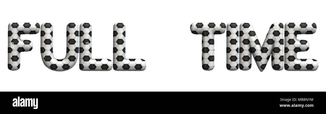 full time word made from a football soccer ball texture. 3D Rendering ...