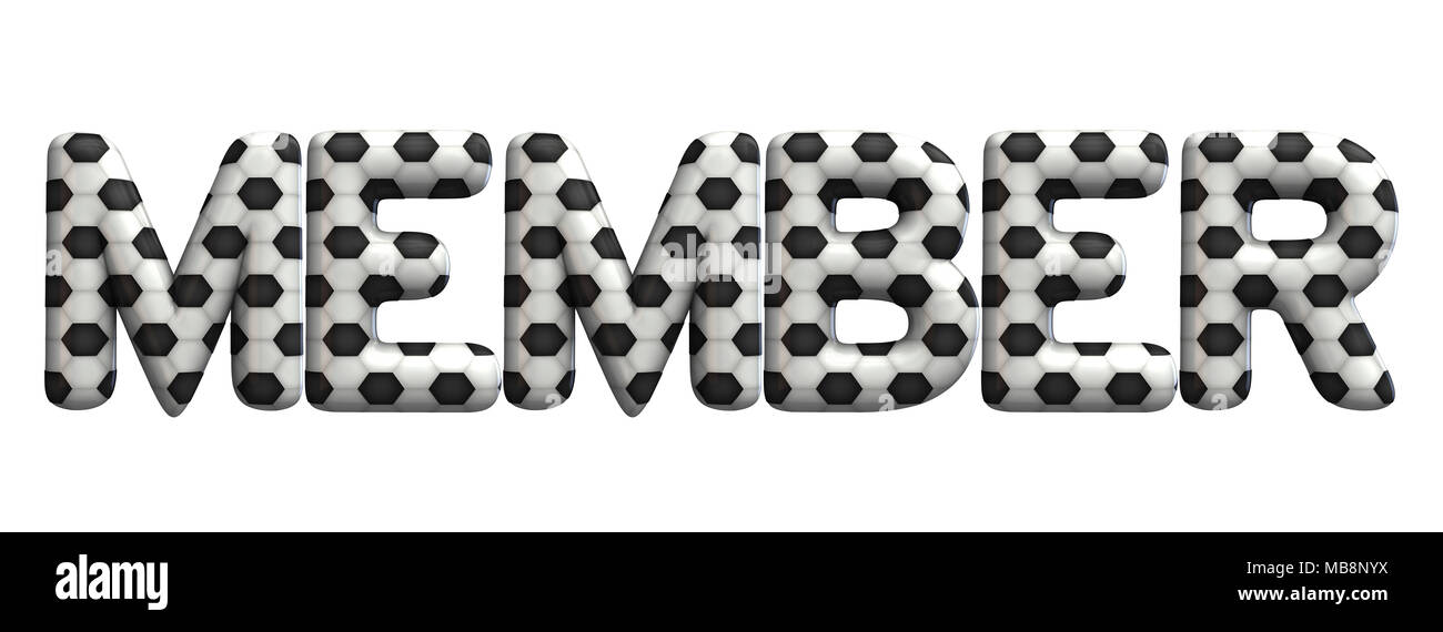 Member word made from a football soccer ball texture. 3D Rendering ...