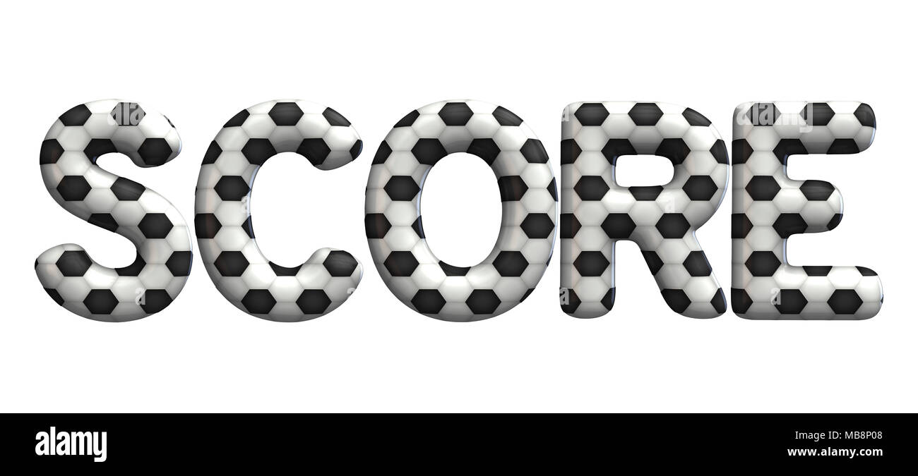 Score word made from a football soccer ball texture. 3D Rendering Stock ...