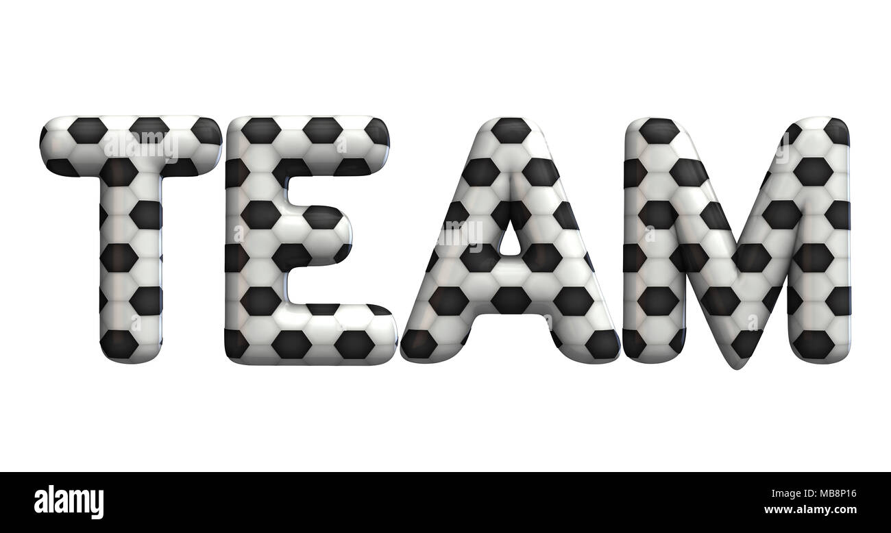 Team word made from a football soccer ball texture. 3D Rendering Stock ...