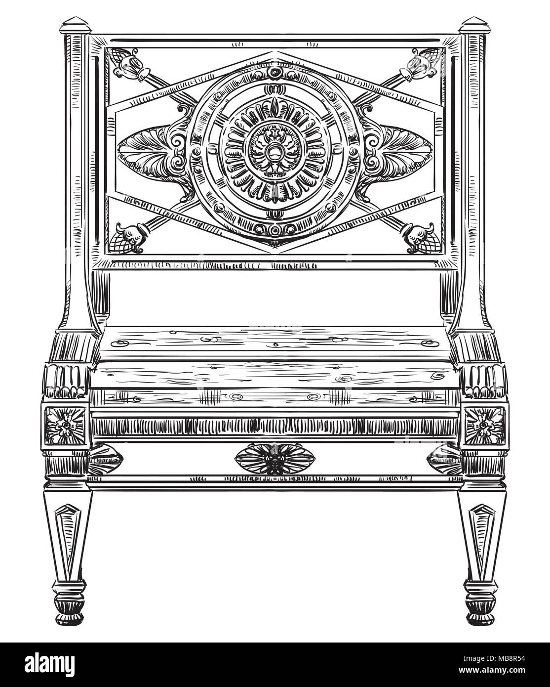 Ornate black metal bench Stock Vector Images - Alamy