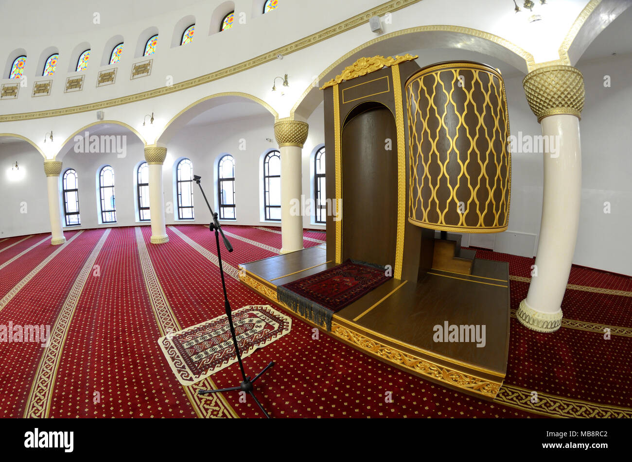 View of hall for praying (iwan) of the Ar-Rahma Mosque (Mercy Mosque ...
