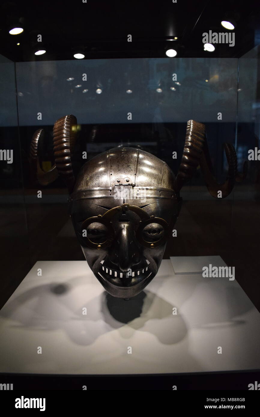 Henry VIII's helmet on display in the Royal Armouries Leeds Stock Photo ...