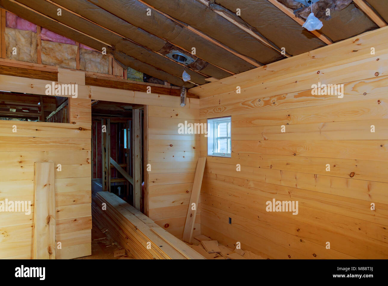 wooden house is under construction wood framing studio of wooden walls ...