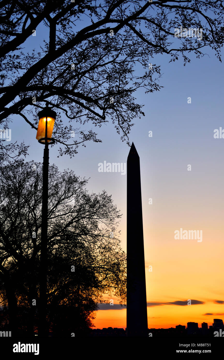 Gorgeous sunset against the Washington monument, Washington DC Stock ...