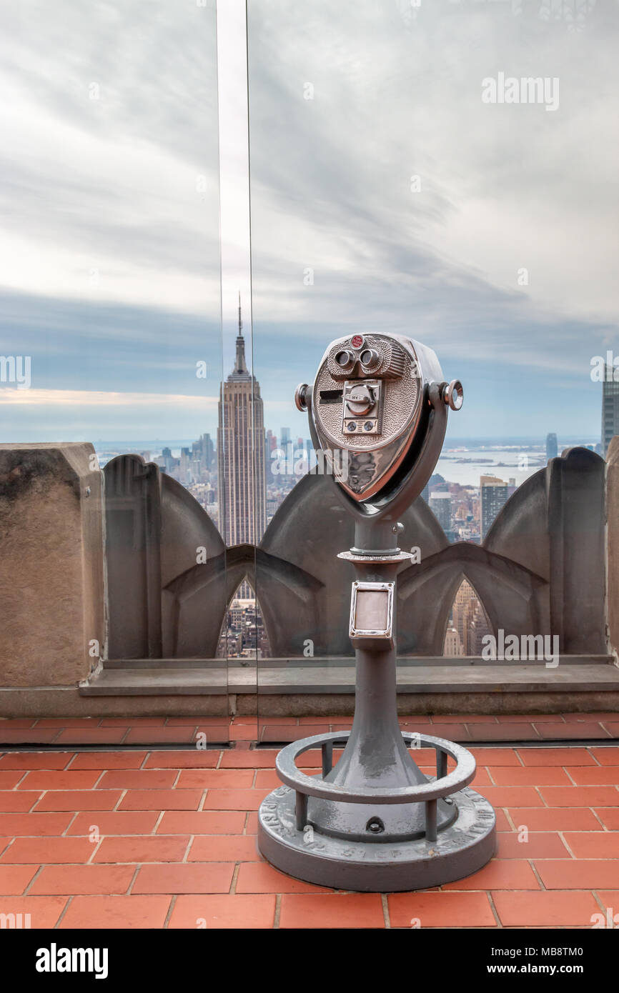 Observation Device With Empire State Building in the Background Stock ...