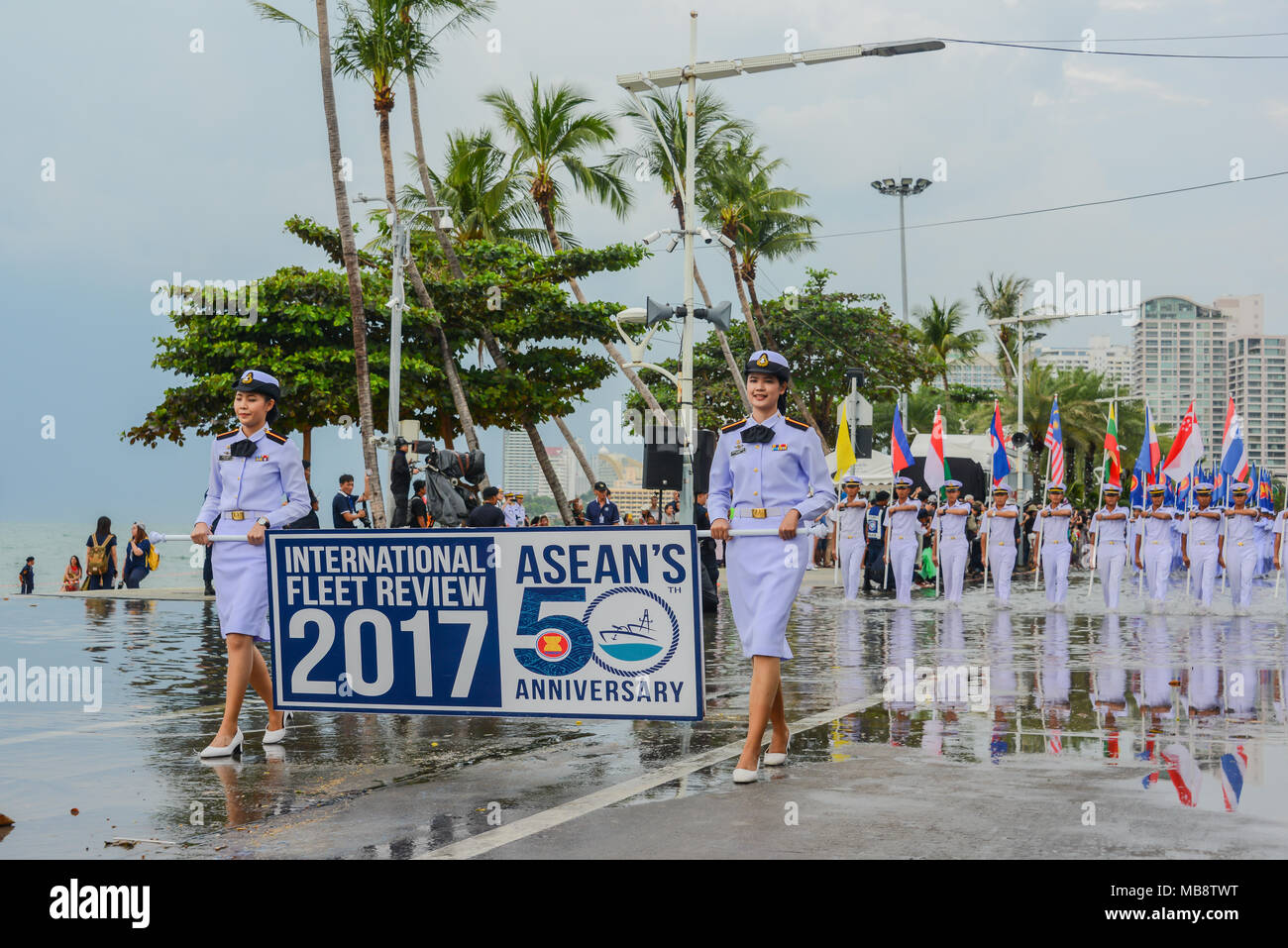 Pattaya, Thailand - November 19, 2017: Thai Navy parade marching on the ...