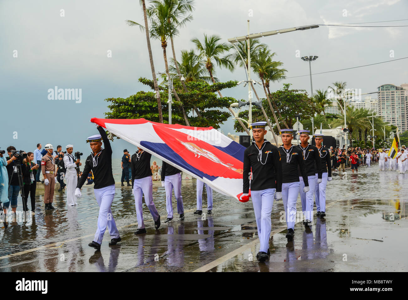 Pattaya, Thailand - November 19, 2017: Thai Navy parade marching on the ...