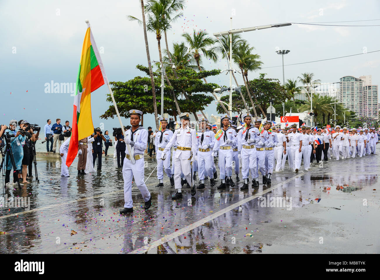 Pattaya, Thailand - November 19, 2017: Myanmar Navy parade marching on ...