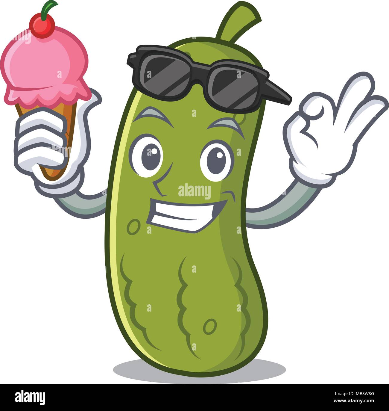 Ice cream cool pickle character cartoon style Stock Vector Image & Art ...