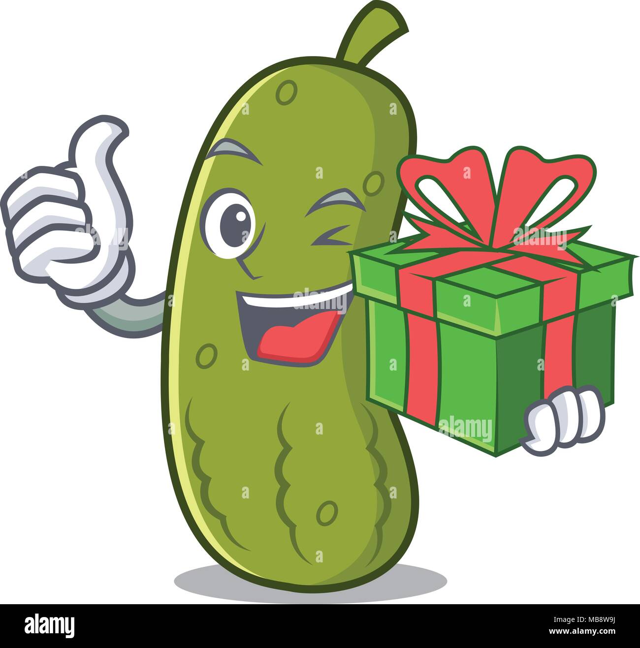 With gift pickle mascot cartoon style Stock Vector Image & Art - Alamy