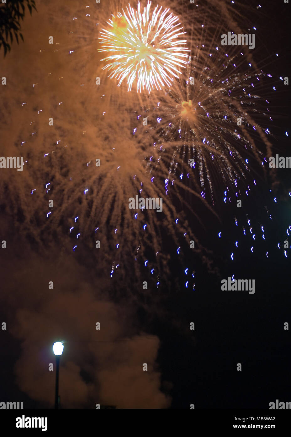 A view of fireworks going off from beachfront Stock Photo - Alamy