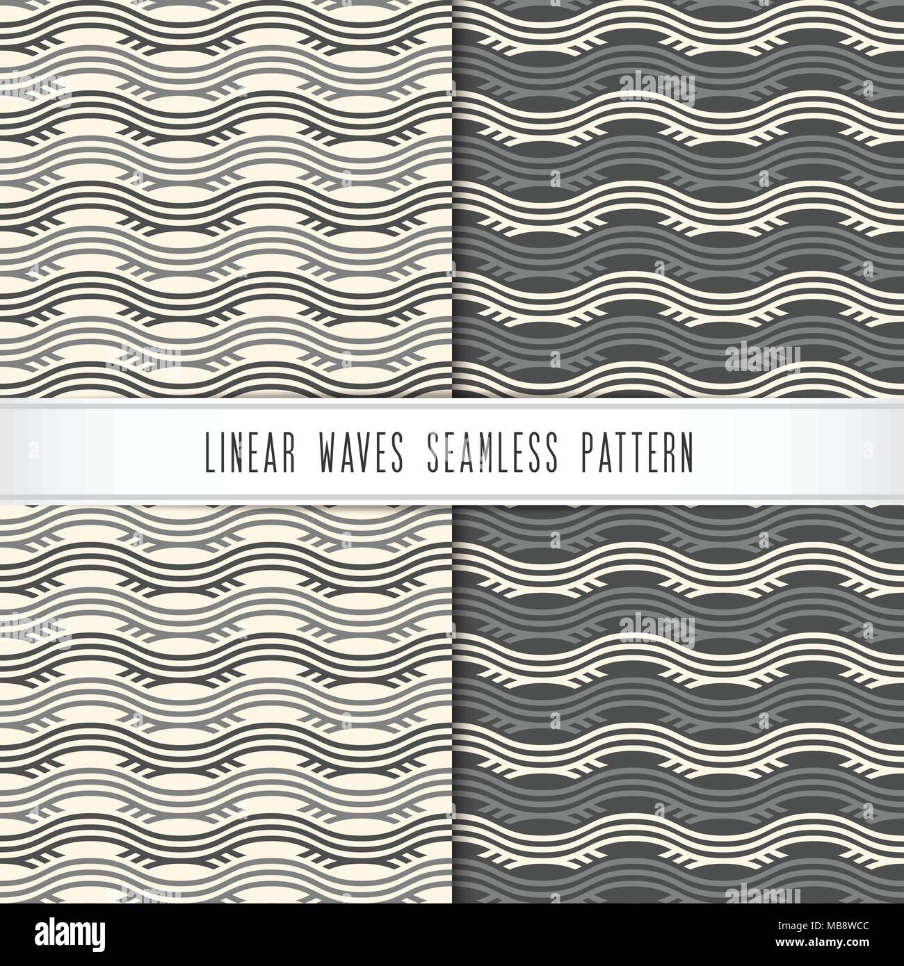 Vector linear waves seamless pattern. Modern design for background ...