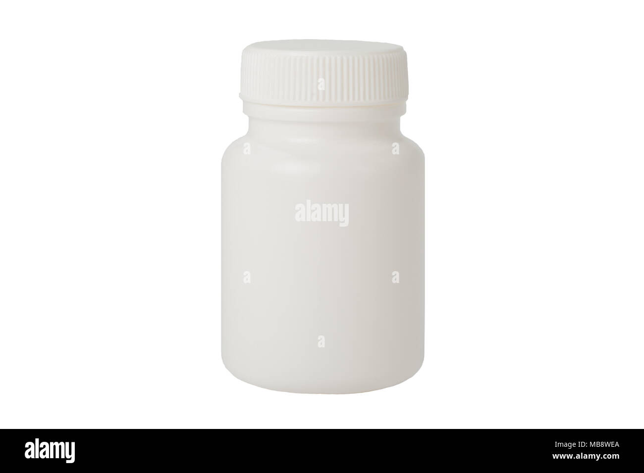 Medical drug plastic container. White pill bottle isolated on white ...