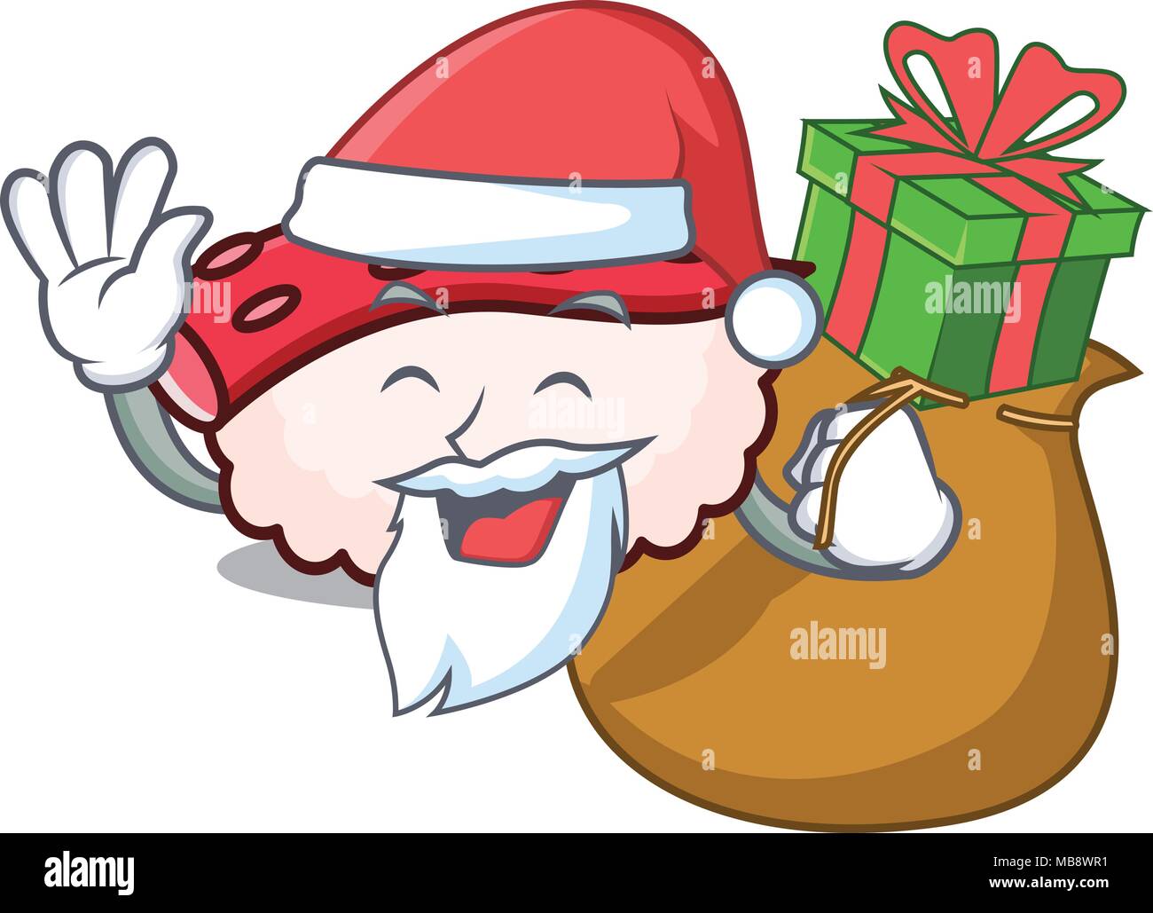 Santa with gift tako sushi mascot cartoon Stock Vector Image & Art - Alamy