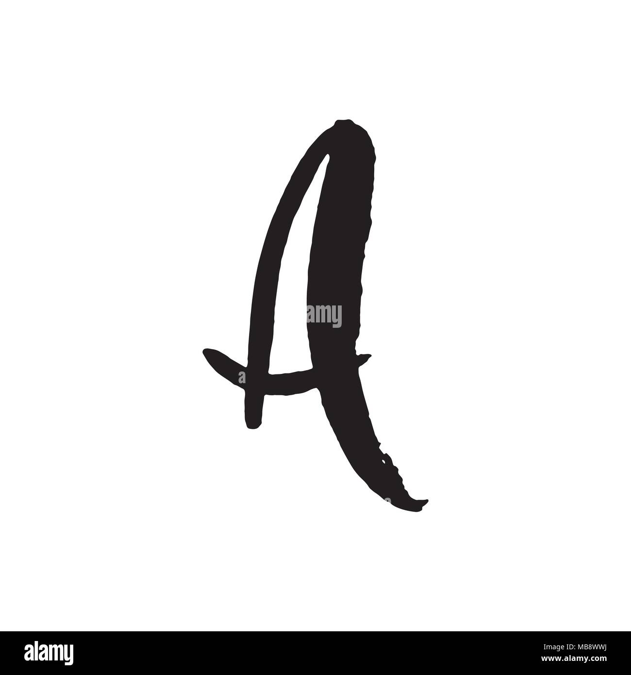 Letter A. Handwritten by dry brush. Rough strokes textured font. Vector ...