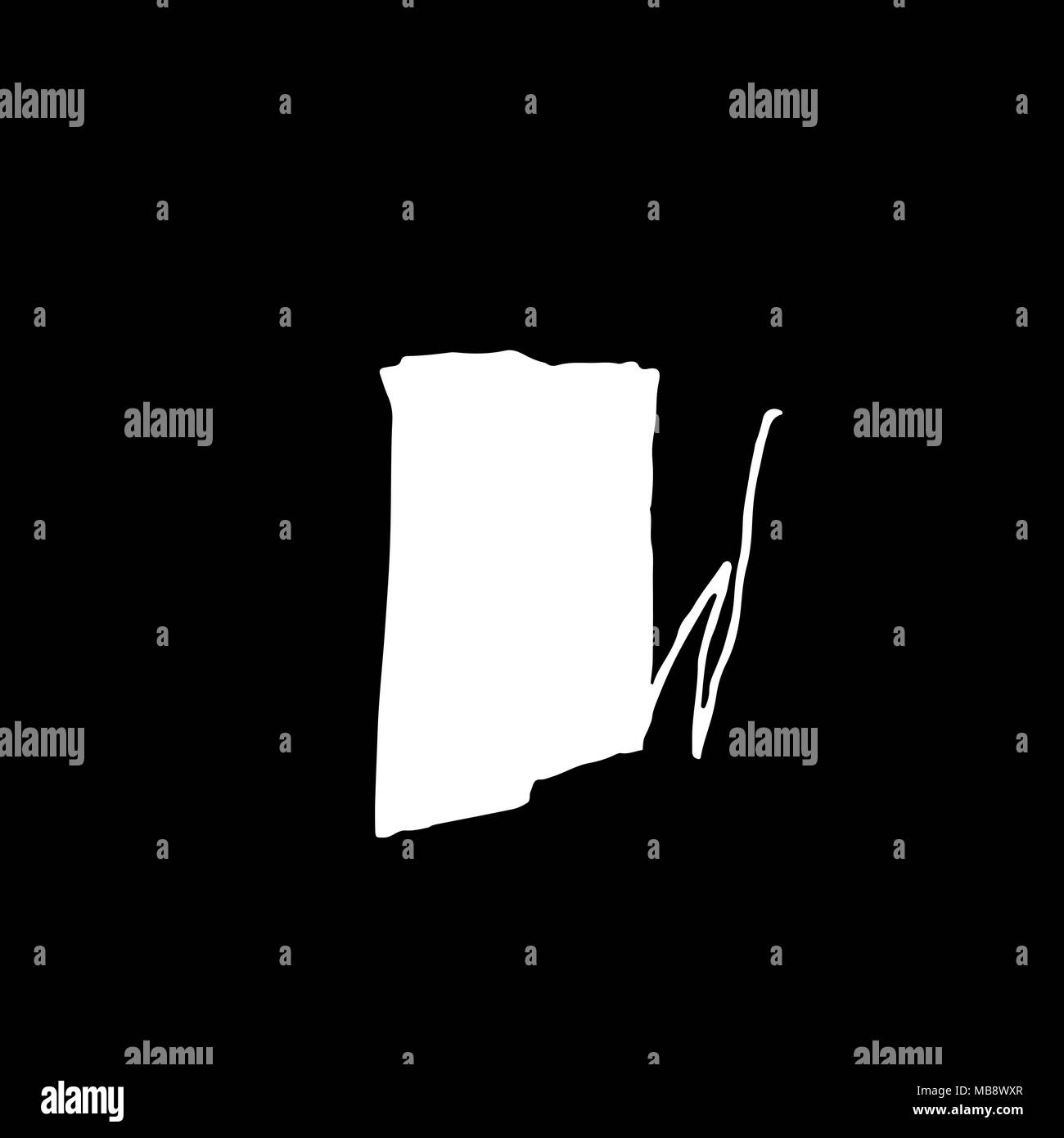 Letter W. Handwritten by dry brush. Rough strokes textured font. Vector ...