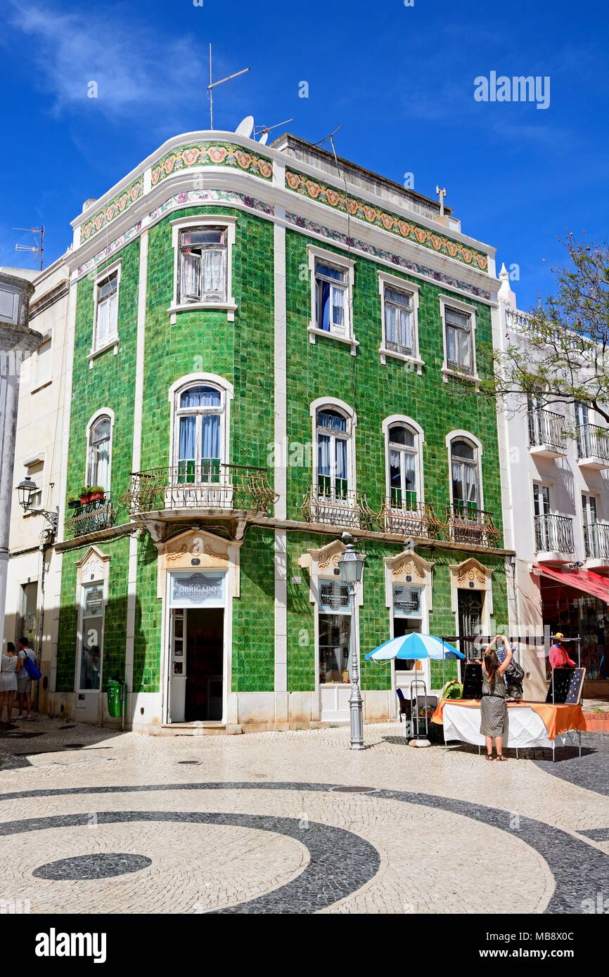 Traditional Portuguese building in the Praca Luis de Camoes, Lagos ...