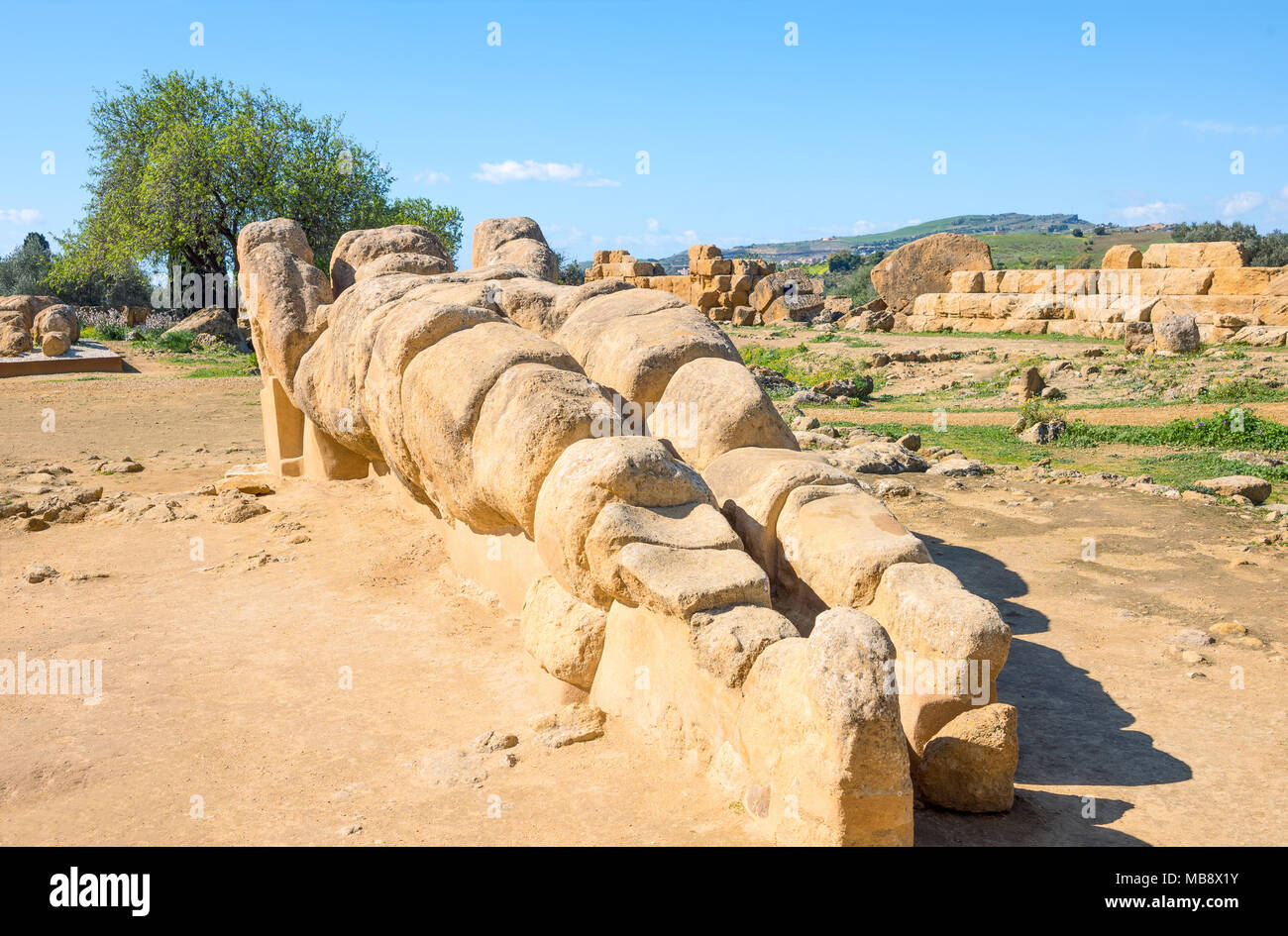 Italy, Sicily island, the valley of the temples of Agrigento, a Telamon ...