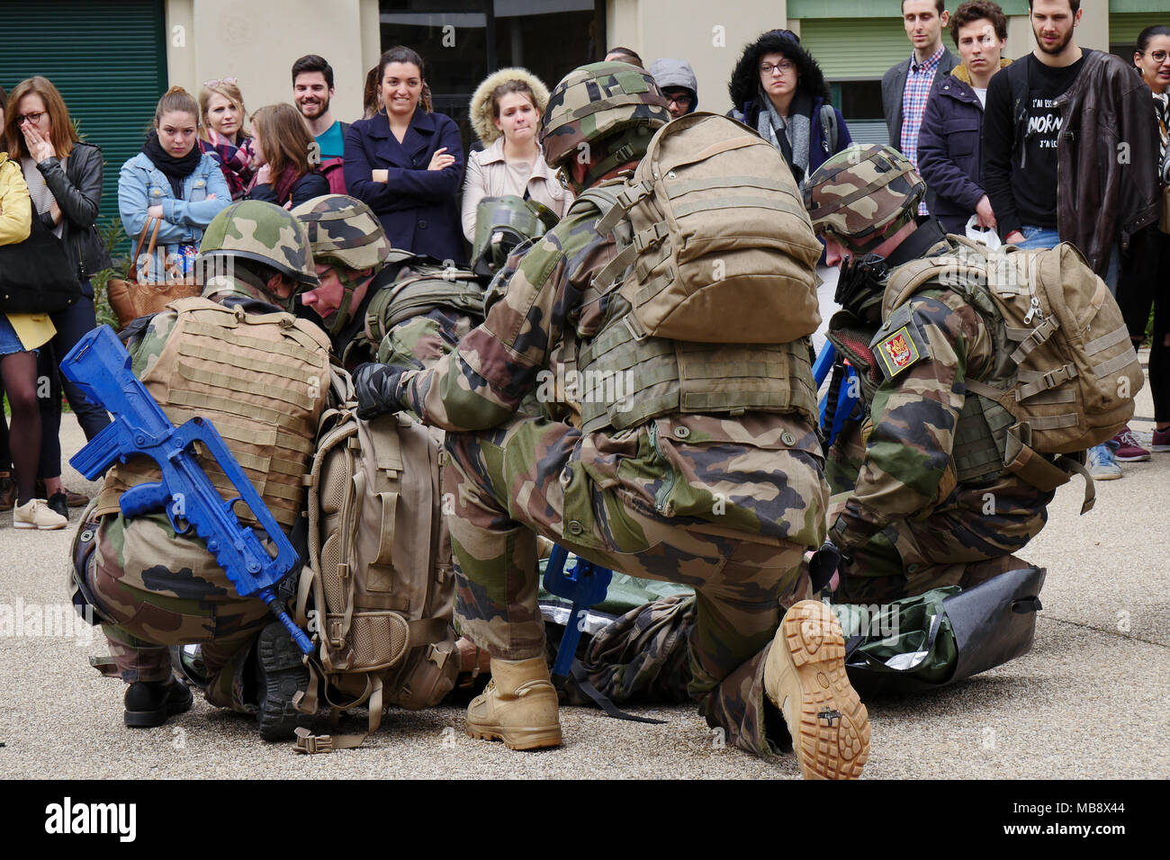 Rescue at fight demo by RMED military medics, Lyon, France Stock Photo ...