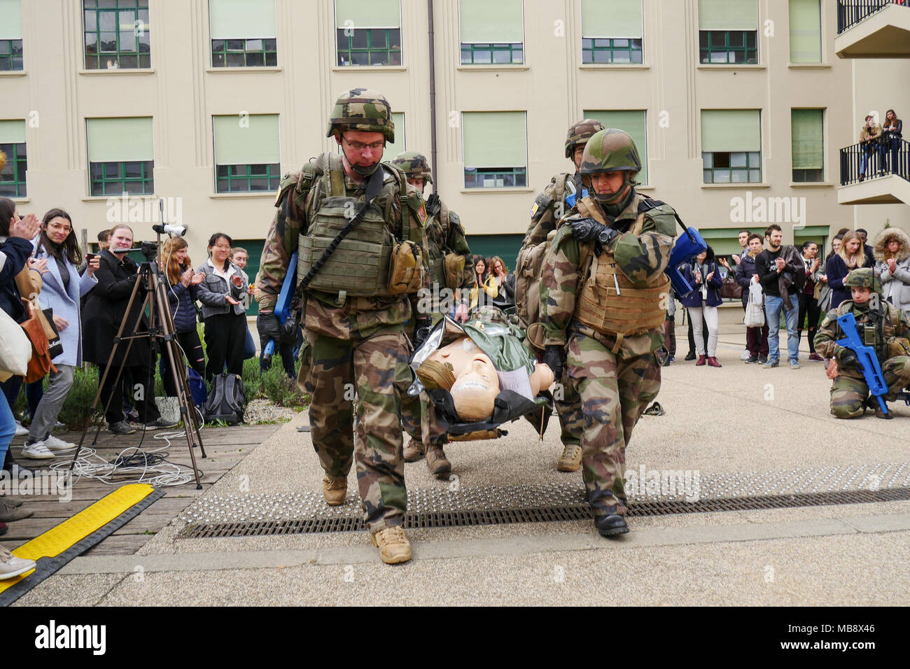Rescue at fight demo by RMED military medics, Lyon, France Stock Photo ...