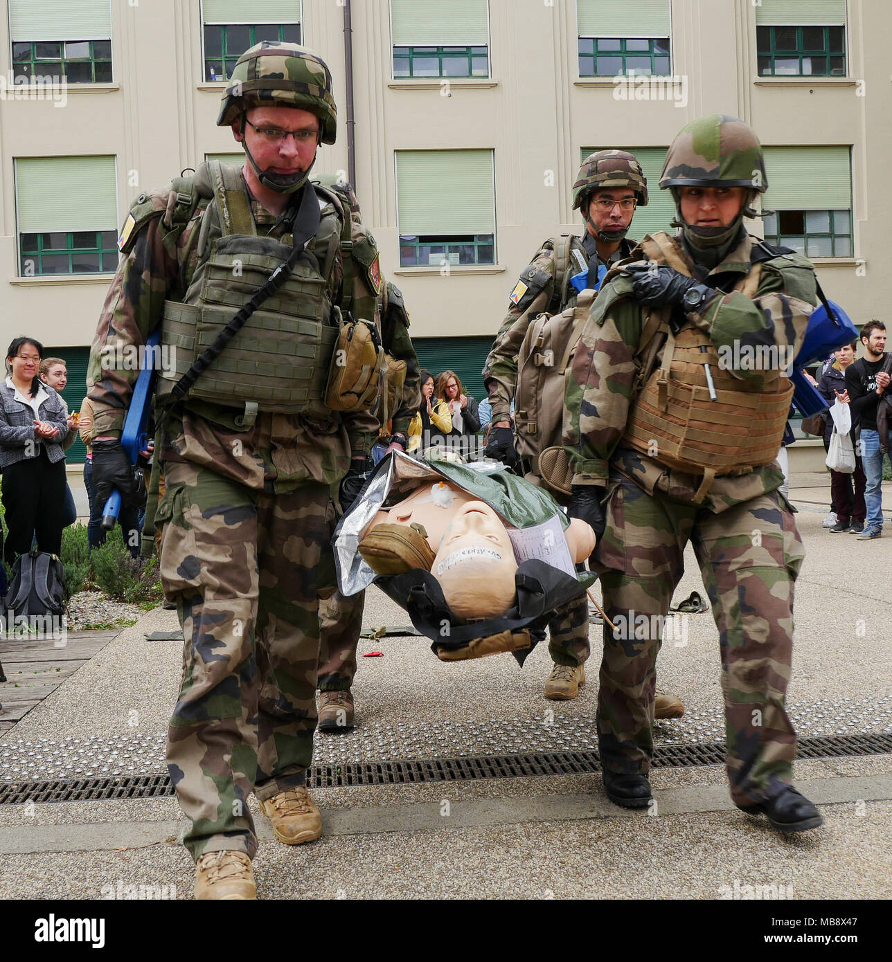 Rescue at fight demo by RMED military medics, Lyon, France Stock Photo ...