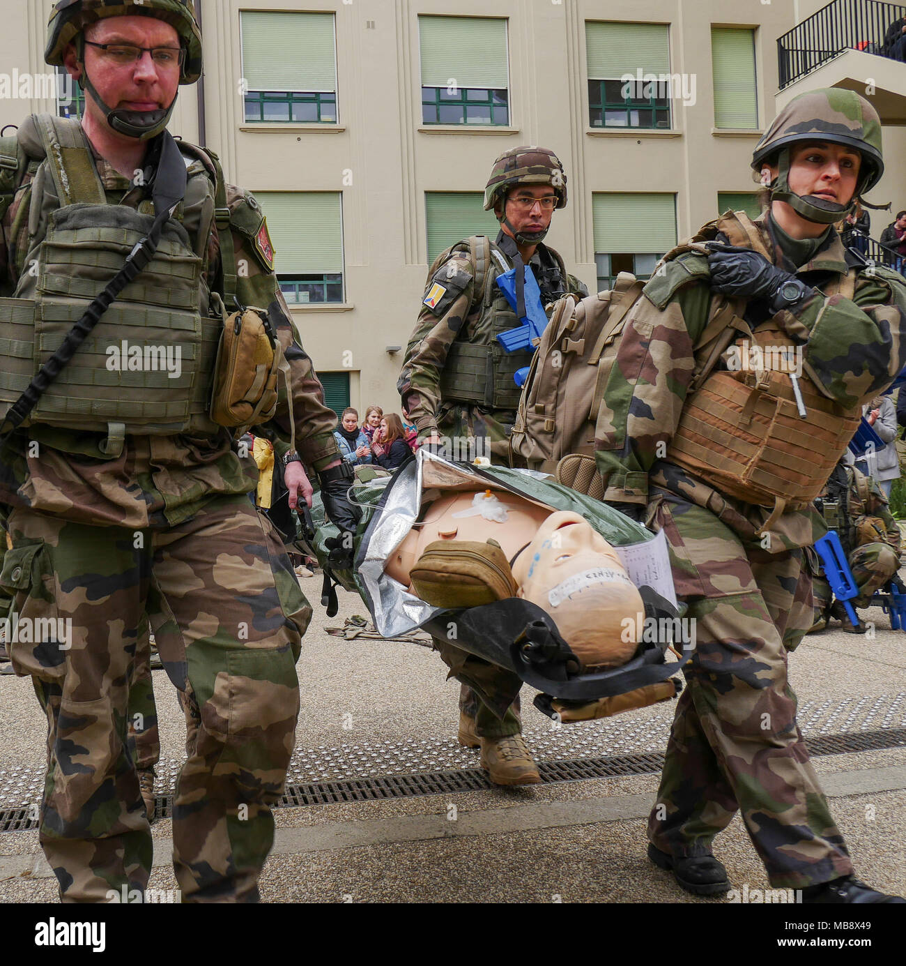 Rescue at fight demo by RMED military medics, Lyon, France Stock Photo ...