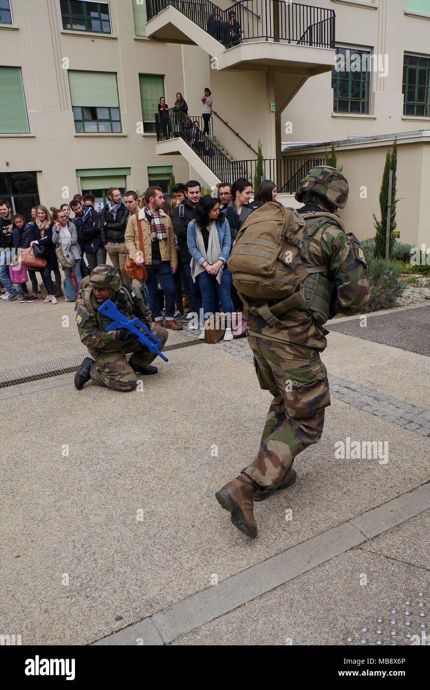 Soldiers patrolling during a drill, Lyon, France Stock Photo - Alamy