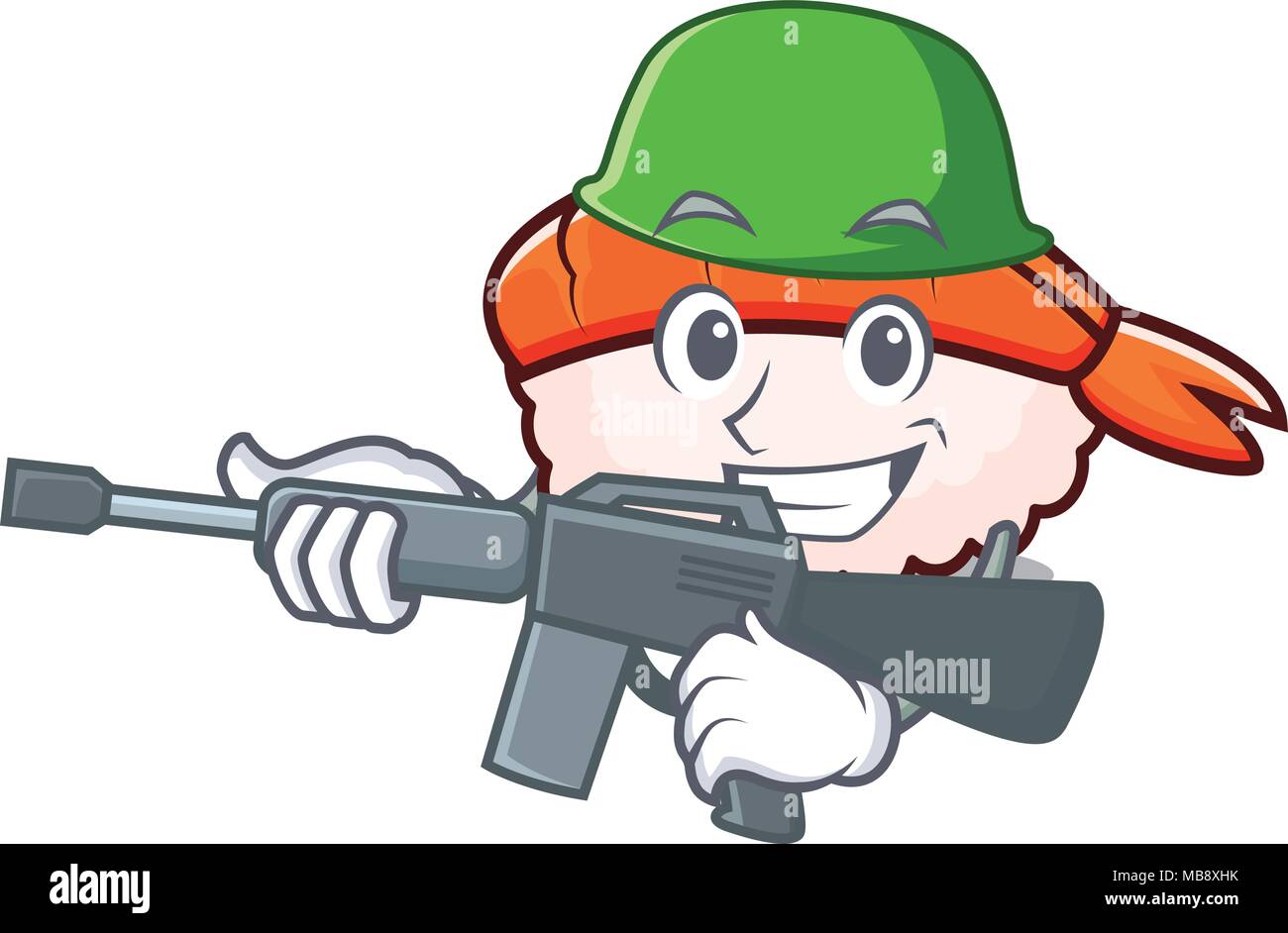 Army ebi sushi character cartoon Stock Vector Image & Art - Alamy