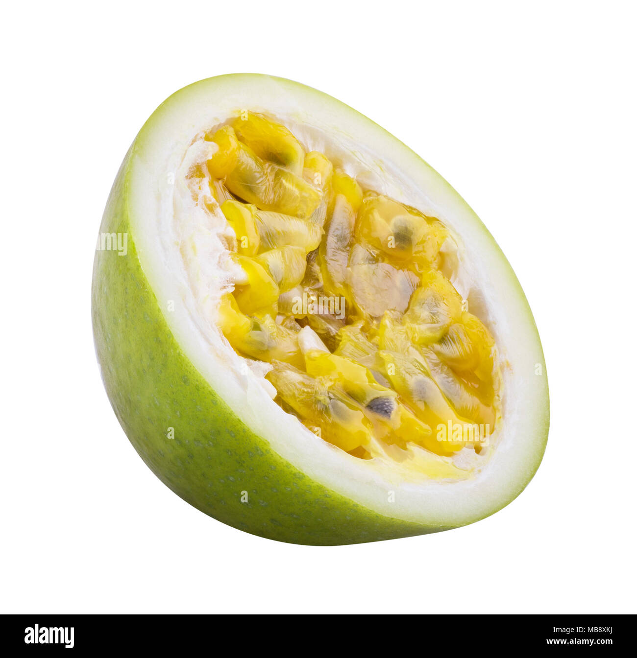 Green passion fruit isolated on white background with shadow. Clipping ...