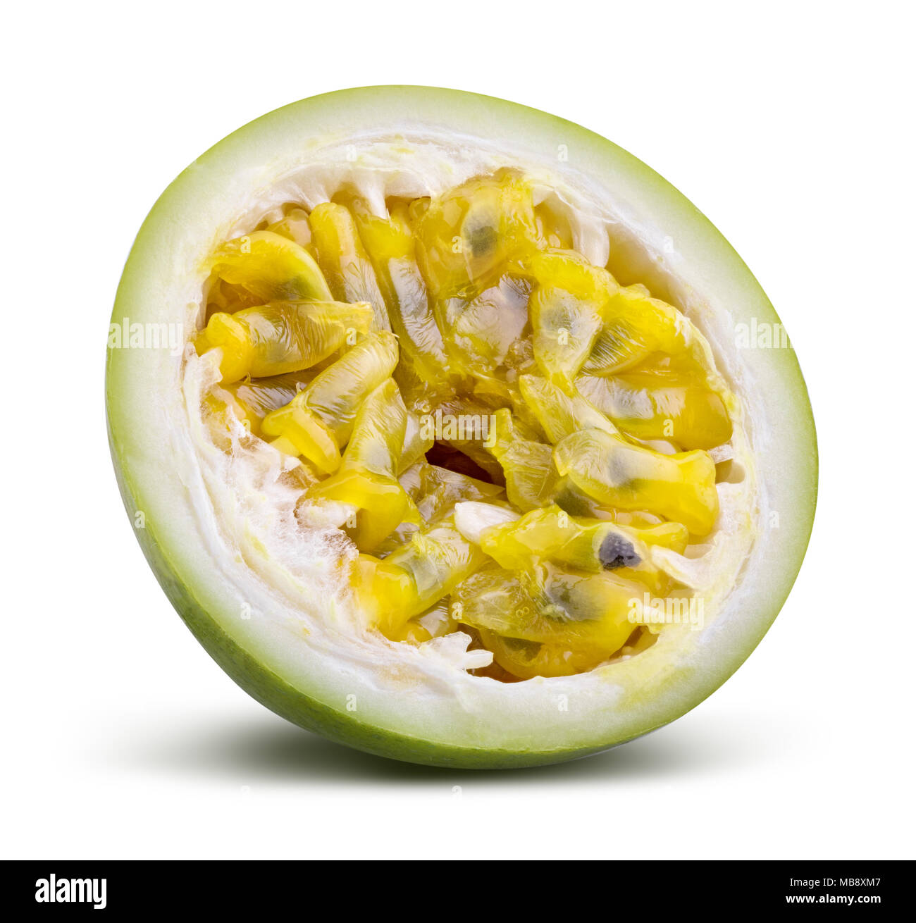 Green passion fruit isolated on white background with shadow. Clipping ...