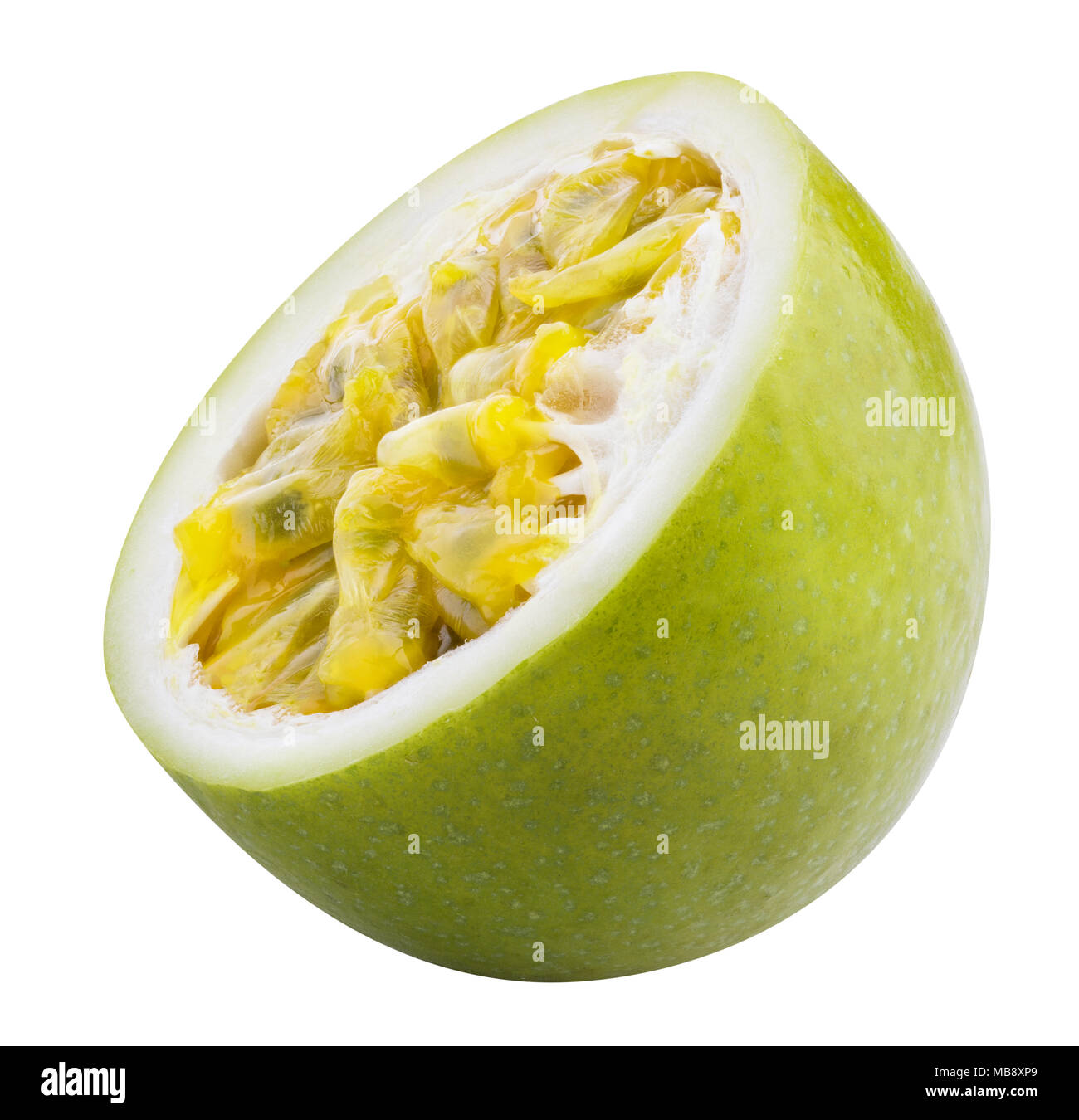 Green passion fruit isolated on white background with shadow. Clipping ...