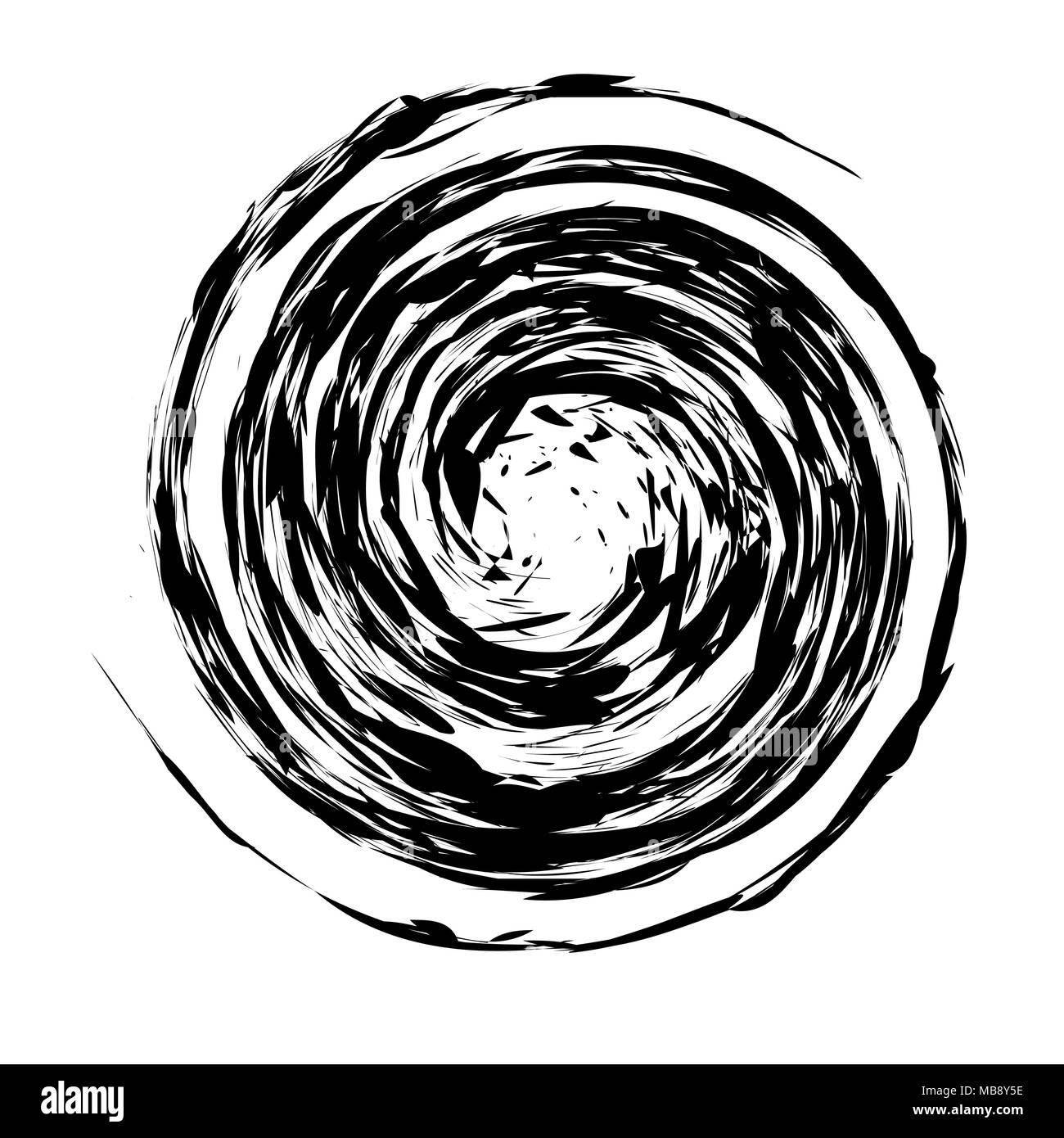 Grunge Round Pattern Isolated. Ink Spiral Splatter Stock Photo - Alamy