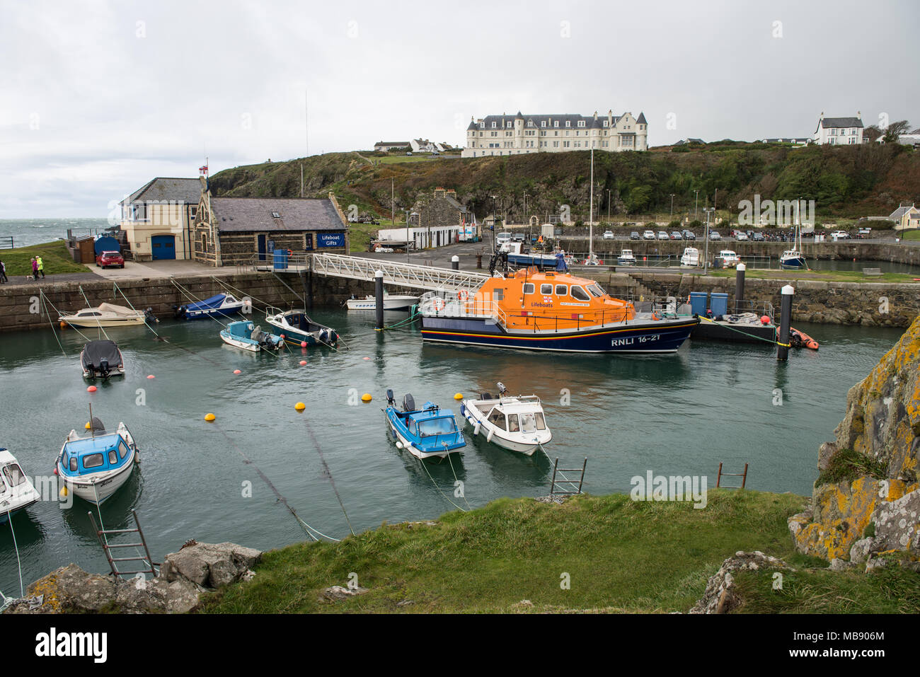 RNLI Tamar Class lifeboat John Buchanan Barr berthed in the harbour at ...