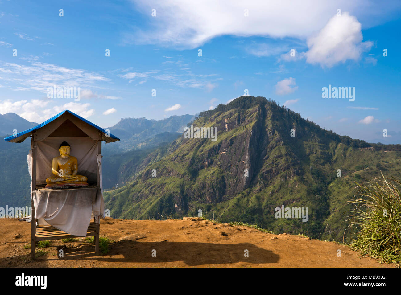 Horizontal view of the Buddha shrine at the top of little Adam's Peak ...