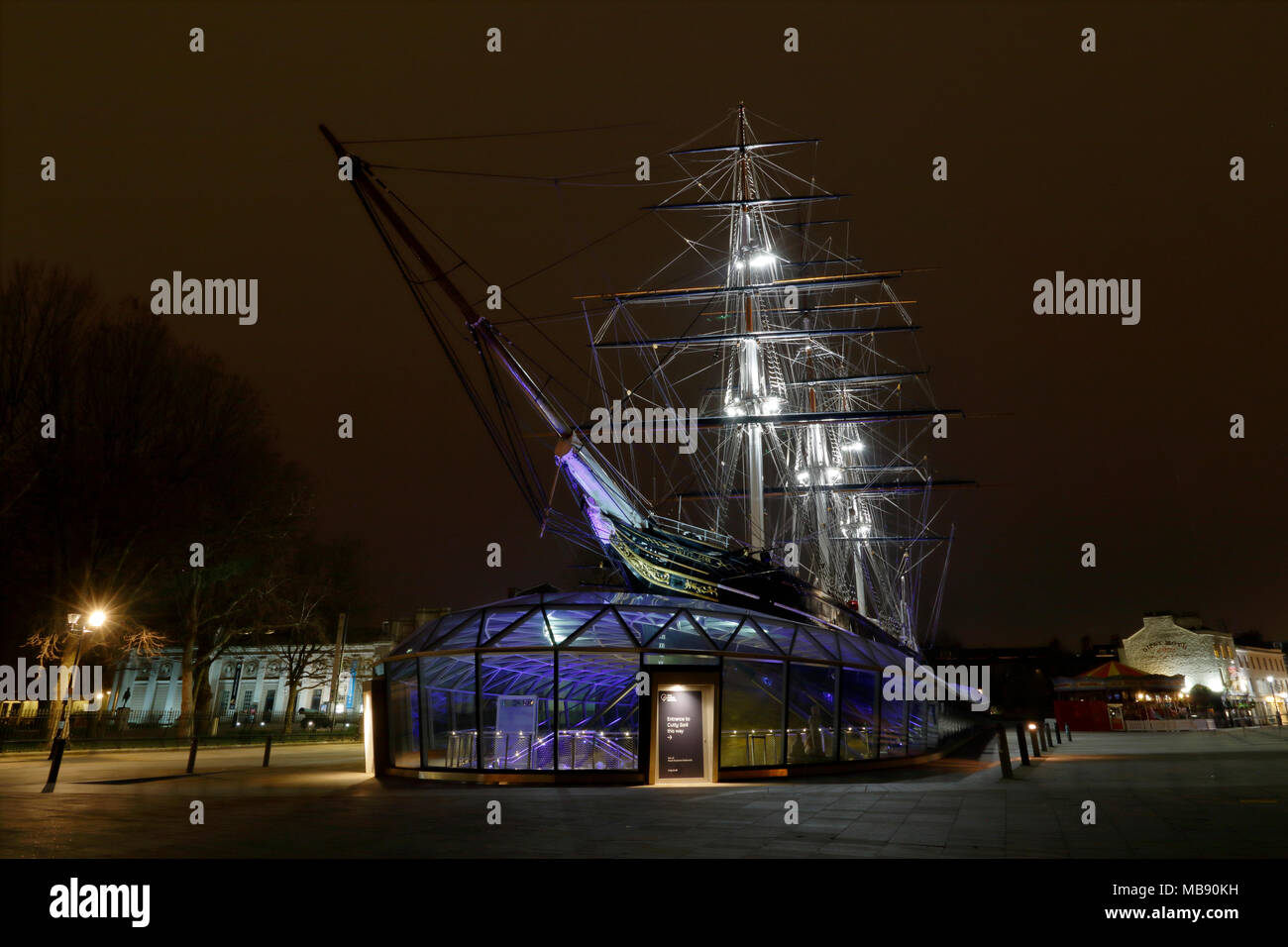 The Cutty Sark sailing ship on display at Greenwich London ...