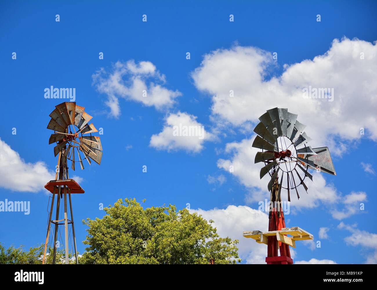 Two windmill on an agricultural farm in Oklahoma, USA Stock Photo - Alamy