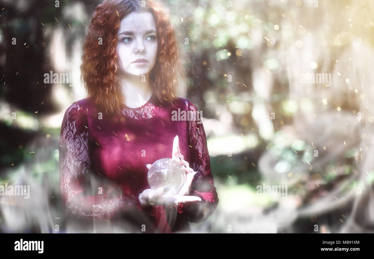 Witch ritual in a forest Stock Photo - Alamy