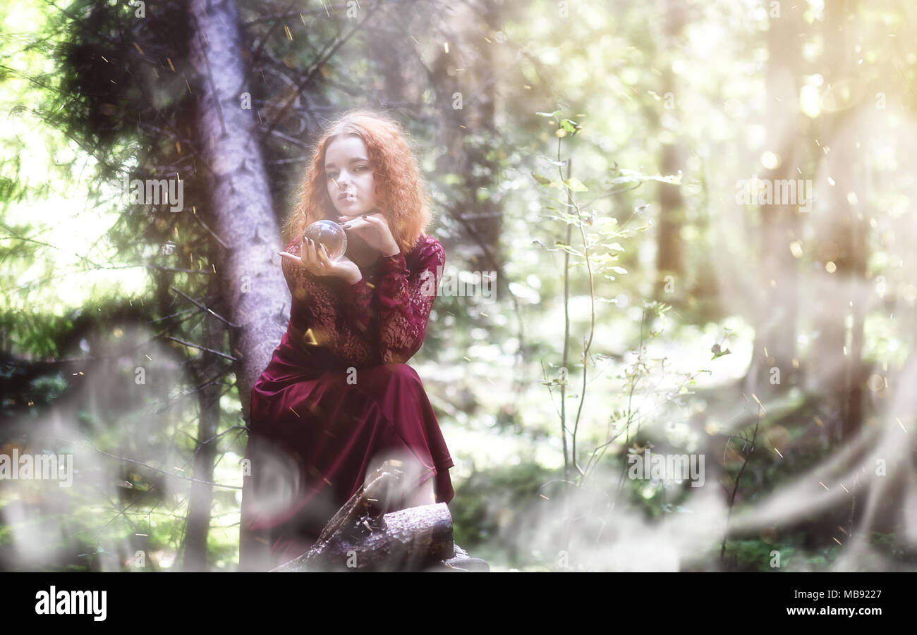 Witch ritual in a forest Stock Photo - Alamy