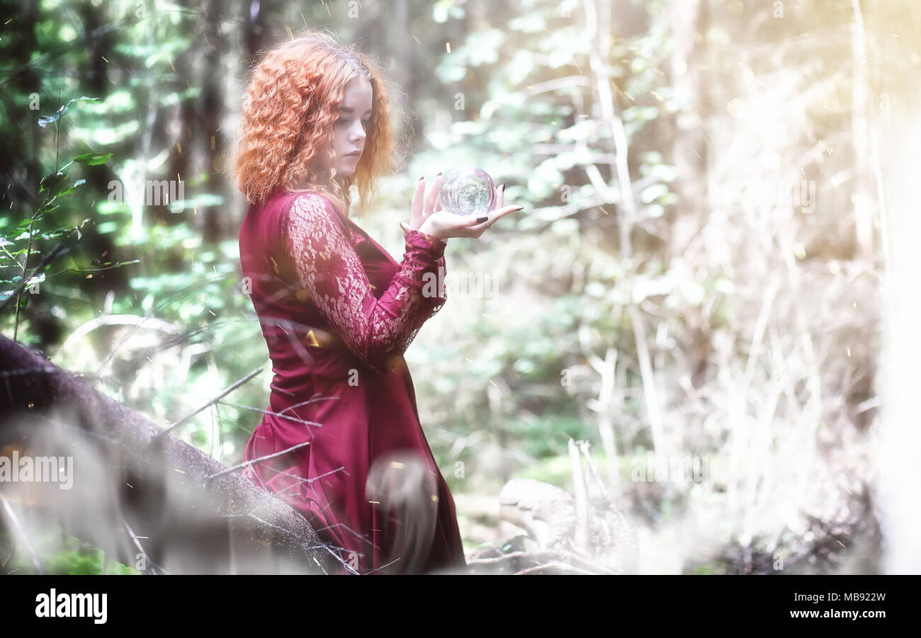 Witch ritual in a forest Stock Photo - Alamy